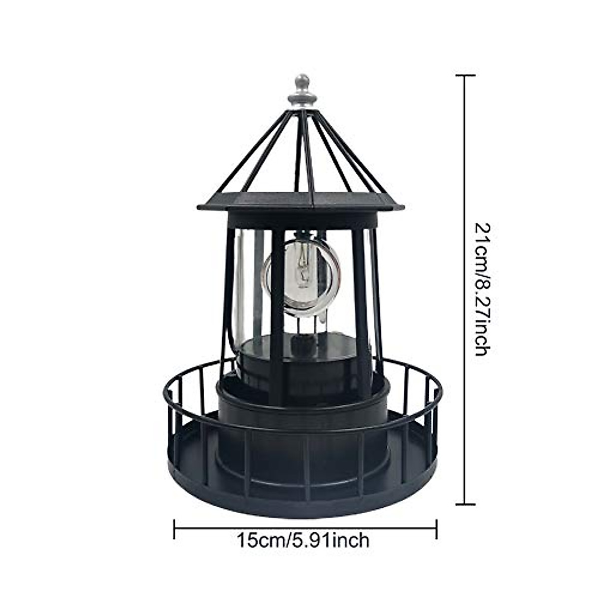 StepOK Solar Powered Lighthouse 360 Degree Rotating LED Beacon Light Outdoor Waterproof Decorative Light for Garden Lawn Patio Yard