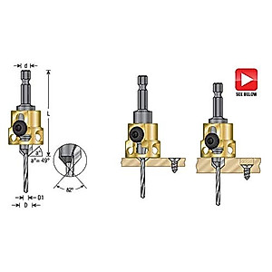 Amana Tool - 55237 Carbide Tipped Adjustable Countersink with Depth-Stop 3/8 Dia x 49 Degr