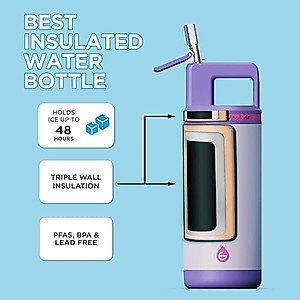GROSCHE Alpine Flip n' Sip 16oz Insulated Kids Water Bottle - Stainless Steel, Leakproof Flask with Straw - Perfect for Gym, Travel & Outdoor Use - Keeps Water Cold upto 60 hrs - Cosmic Purple