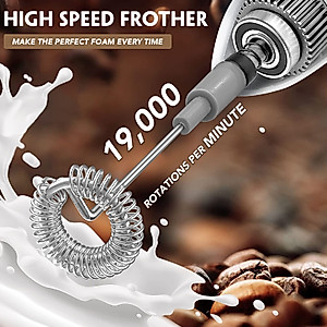 KORCCI Milk Frother Handheld, Protein Powder Mixer, Automatic Double Whisk for Coffee, Battery Operated Electric Foamer Maker For Cappuccino, Lattes, Macchiato, Hot Chocolate, Matcha, Egg