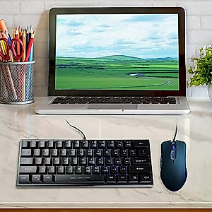 61 Keys RGB Backlit 60% Wired Gaming Keyboard and Mouse Combo, Quiet Ergonomic Waterproof Mini Compact 60 Percent Keyboard, for PC Mac PS4 Xbox Gamer, Typist, Travel