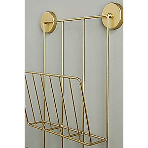 EYHLKM Simple Thread Feeling Nordic Wrought Iron Living Room Wall Storage Rack Easy Storage Wall Bookshelf Books and Newspapers Magazin