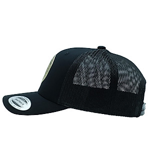 The Pride Mexico Flag Hat with Glossy Detailed Custom Shield Patch Orgullo Mexicano (Trucker-Gold-Black), Large