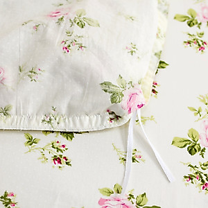 FADFAY Rosette Floral Print Duvet Cover Set Princess Lace Ruffle Bedding Set for Girls 3 Pieces Full Size