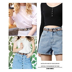 TeeYee Women Basic Waist Skinny Belt Chic Snake Skin Pattern Fashion Casual Leather Belt Pin Buckle Waist Bands for Dress Pants (43in, cobra pattern)