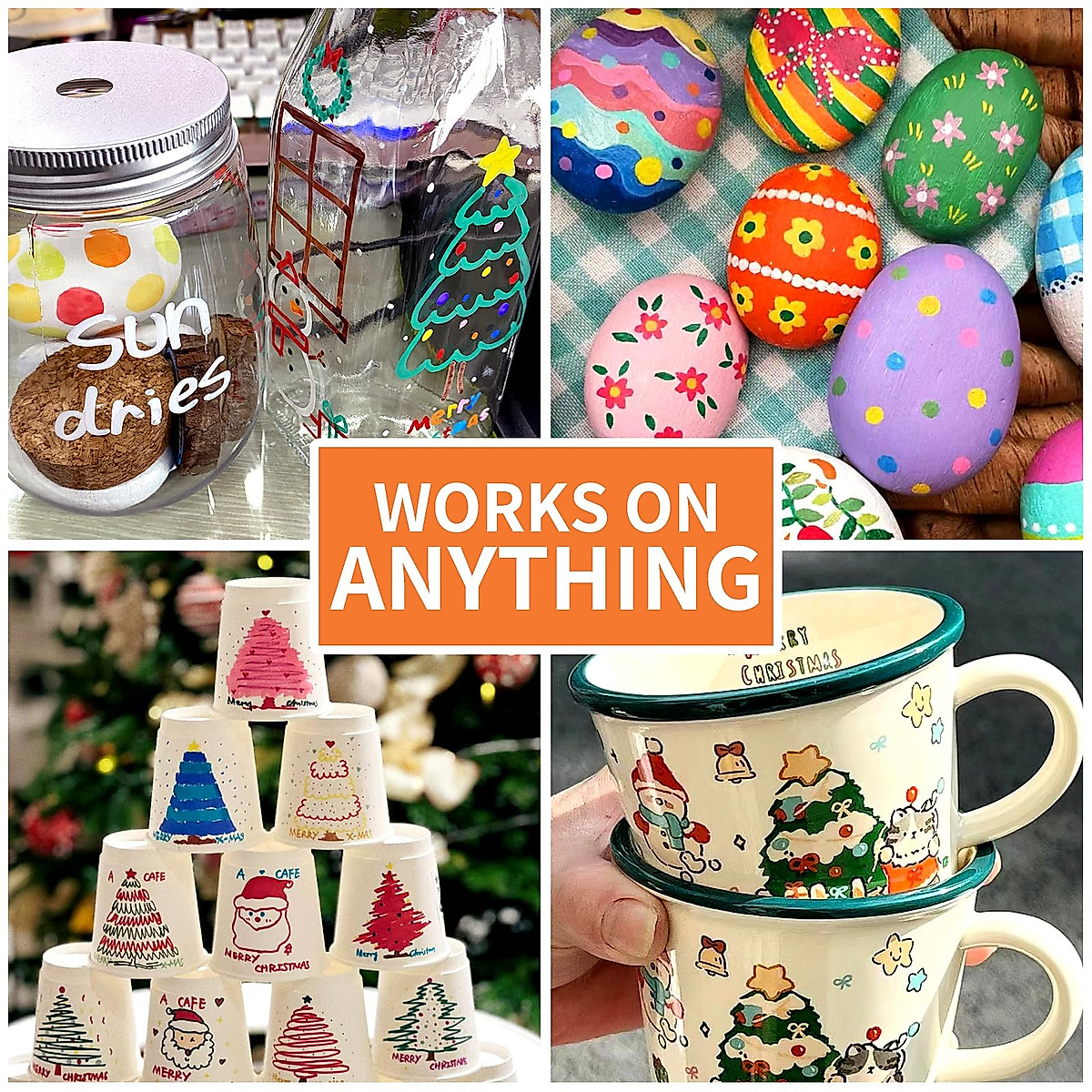 TOOMGGA Paint Pens Paint Markers - 8 Colors Permanent Oil Based Paint Pens, Quick Dry and Waterproof, Great for Rock Painting, Metal, Glass, Fabric, Plastic, Medium Point, 8-PP