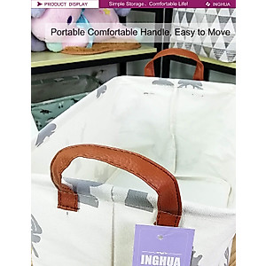 INGHUA Rectangular Storage Basket Fabric Organizer Bin for Toys,Books,Clothes,Gifts,Pets-Perfect for Home,Office,Nursery,Dorm,Shelf(Rec grey deer)