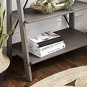 Walker Edison X Back Modern Farmhouse Wood Bookcase Bookshelf Home Office Living Room Storage, 4 Shelves, Grey