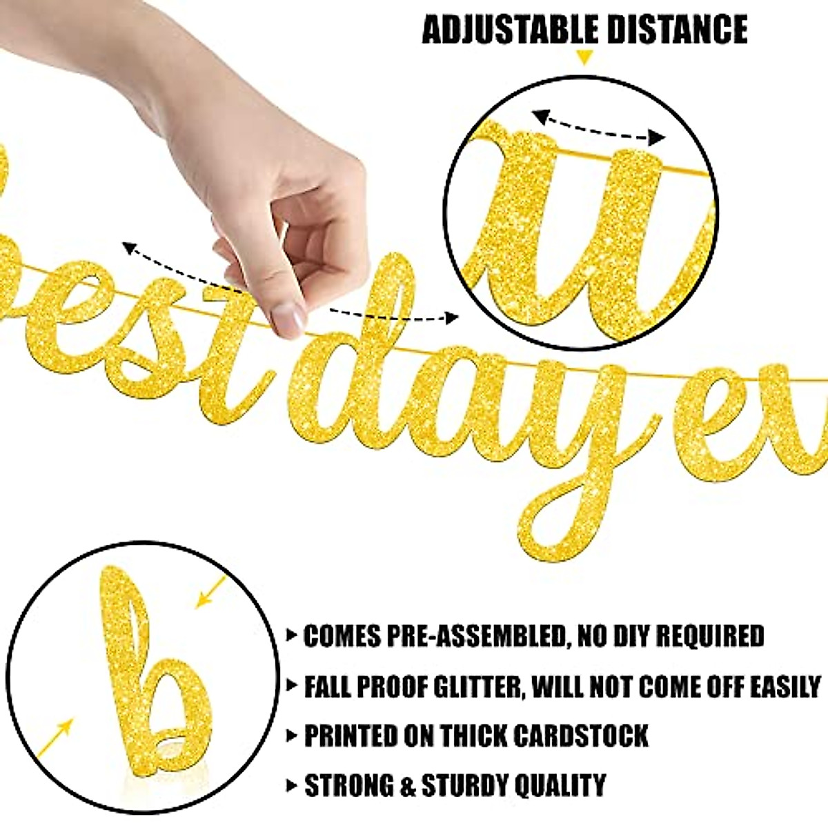 KatchOn, Gold Best Day Ever Banner - 10 Feet, No DIY | Gold Glitter Best Day Ever Sign, Graduation Decorations | Best Day Ever Decorations, Wedding Day Decorations, Graduation Party Decorations 2023