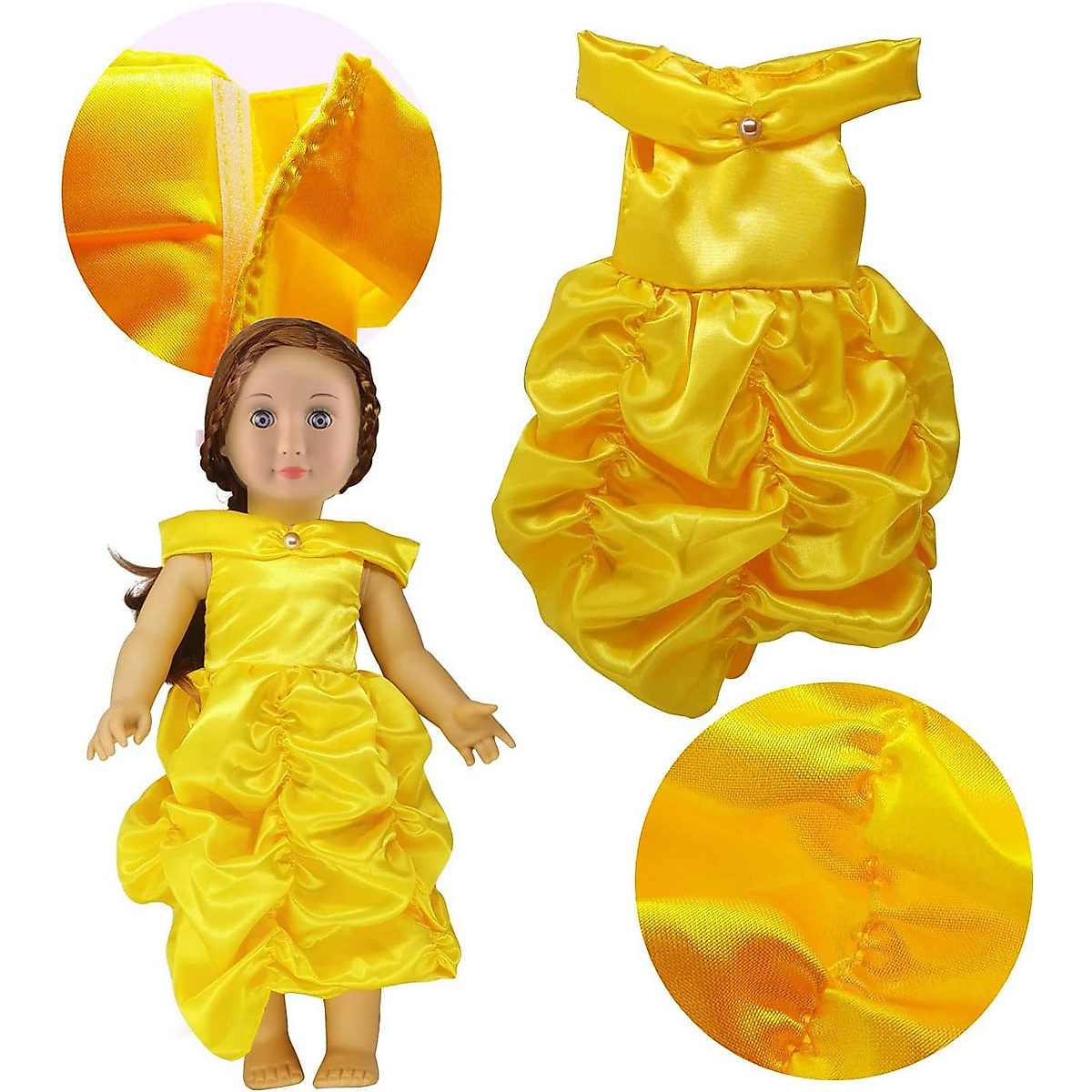 18 inch Doll Clothes ,6Pcs Princess Costume Include Bella,Cinderella,Snow White,Rapunzel,Princess Elsa and Aurora Fits All 18 inch Girl Dolls