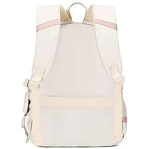 Hey Yoo School Backpack for Girls Backpack with Lunch Box Teen Girl Backpack Set Cute School Bag Bookbag for Teen Girls (White)