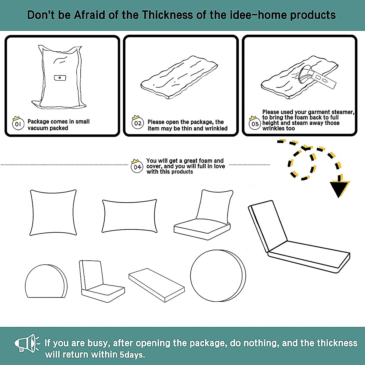 idee-home Outdoor Chair Cushions Set of 4 Patio, Thick Outdoor Cushion Seat Cushion Waterproof Patio Furniture Cushions with Ties, Dining Chair Cushions Indoor Chair Pads 18.5" x 16" x 3" Black