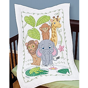 Jack Dempsey Jungle Crib Quilt Top, White
