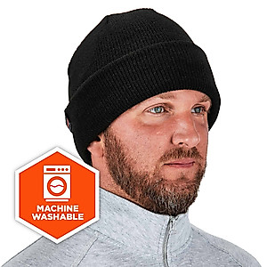 Rib Knit Winter Hat with Bump Cap Insert, Ergodyne N-Ferno 6811ZI, Black