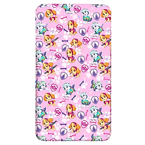 BrandMac Paw Patrol 100% Cotton Fitted Sheet, 90 x 200 cm x25cm, Rubber, Chase Paw Patrol Pink Fitted Sheet Single Bed