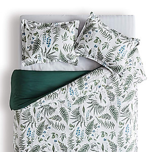 SLEEP ZONE Bedding Duvet Cover Sets Printed Pattern Tropical Plants 120gsm 1 Pillowcase Ultra Soft Zipper Closure Corner Ties, Green, Twin (68 x 90 inch | 1 Pillow Sham)