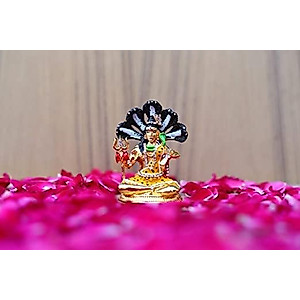 Shiva 5 Mukhi Car Dashboard Shiv Parivar Shiva Lingam Shaligram Shivling with Stand Shivling Idol Shiva Idol Diwali Dhanteras Size - 8 cm (Gold)