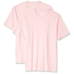 Amazon Essentials Men's Slim-Fit Short-Sleeve Crewneck T-Shirt, Pack of 2, Light Pink, Large