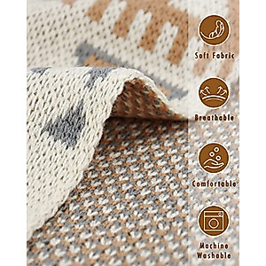 Knitted Throw Blanket for Couch with Tassels, Boho Style Throw for Home Decor, Small Cozy and Soft Blanket for Sofa or Outdoor, Navajo Farmhouse Blankets 50 x 60 Inches