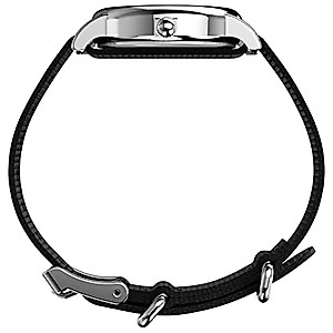 Timex Women's Weekender 31mm Watch – Silver-Tone Case White Dial with Black Fabric Strap