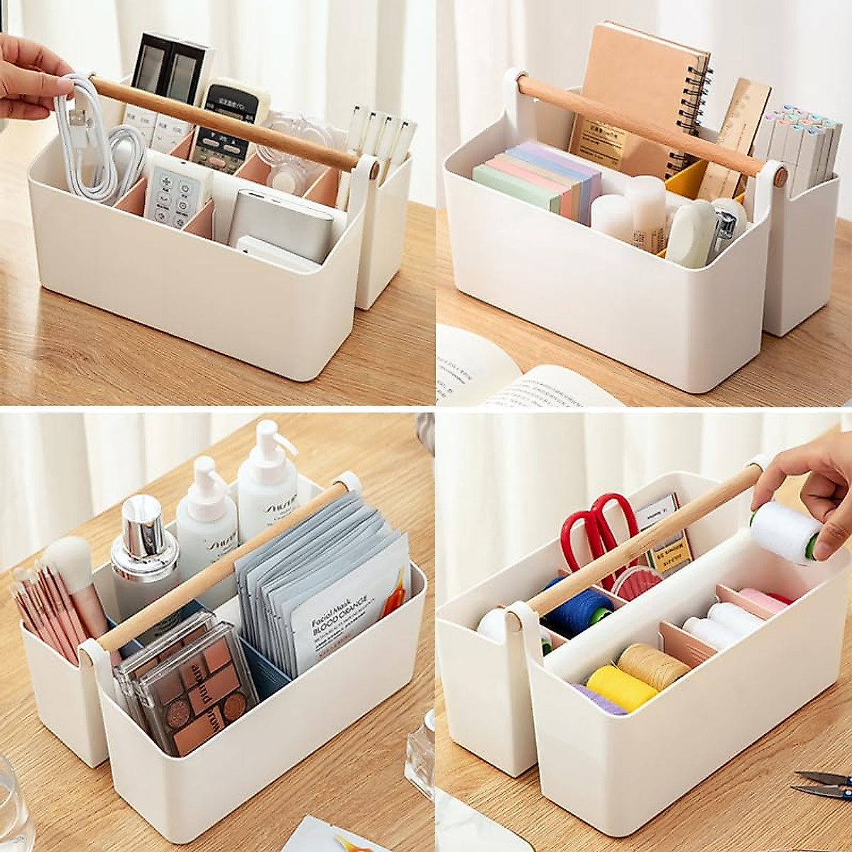 ENVIABELL Art Caddy Organizer, Plastic Art Supply Storage Organizer, Marker Organizer, Pencil Caddy with Handle, Craft Caddy with Dividers, Pen Holder for Desk