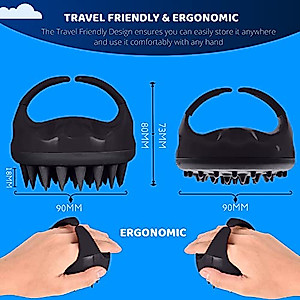 Soaab Head and Scalp Massager Shampoo Brush with Soft & Flexible Silicone Bristles for Hair Care and Head Relaxation, Ergonomic Scalp Scrubber, Exfoliator for Dandruff Removal and Hair Growth (Black)