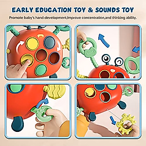 Baby Montessori Toys for 1 Year Old Boy, Toddler Travel Sensory Babies Education Silicone Pull String Activity Toys 6-12 Months, Fine Motor Skills Toys Birthday Gifts for 1 2 One Year Old Boy Girl