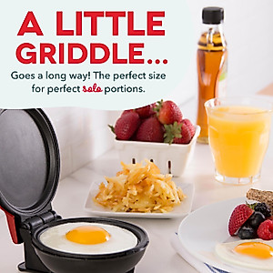 DASH Mini Maker Electric Round Griddle for Individual Pancakes, Cookies, Eggs & other on the go Breakfast, Lunch & Snacks with Indicator Light + Included Recipe Book - Red