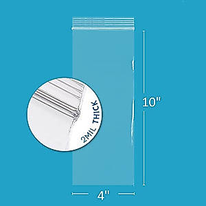 GPI - 100 CASE, 4" x 10" Long, Clear Plastic RECLOSABLE Zip Bags - Bulk, 2 Mil Thick, Durable, Resealable Poly Baggies with Zip Top Lock for Packaging & Shipping Incense, Necklaces & Jewelry