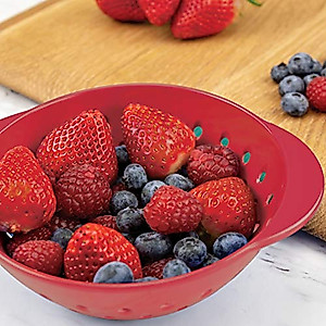Tovolo Mini Berry Melamine Colander (Cayenne) - Small Food Strainer for Berries & Fruit/BPA-Free, Food-Safe, & Dishwasher-Safe