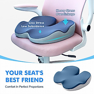 Seat Cushion, Memory Foam Chair Cushions Non-Slip Office Chair Cushion, Car Seat Cushion, Sciatica & Back Coccyx Tailbone Pain Relief for Office/Home Chair Computer Desk Wheelchair Car