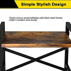 GIOTORENT 4 Tier Book Shelf, Small Bookshelf Storage Organizer, Tall Narrow Bookcase with Storage Shelves, Wooden Industrial Office Shelves for Bedroom, Living Room, Rustic Brown