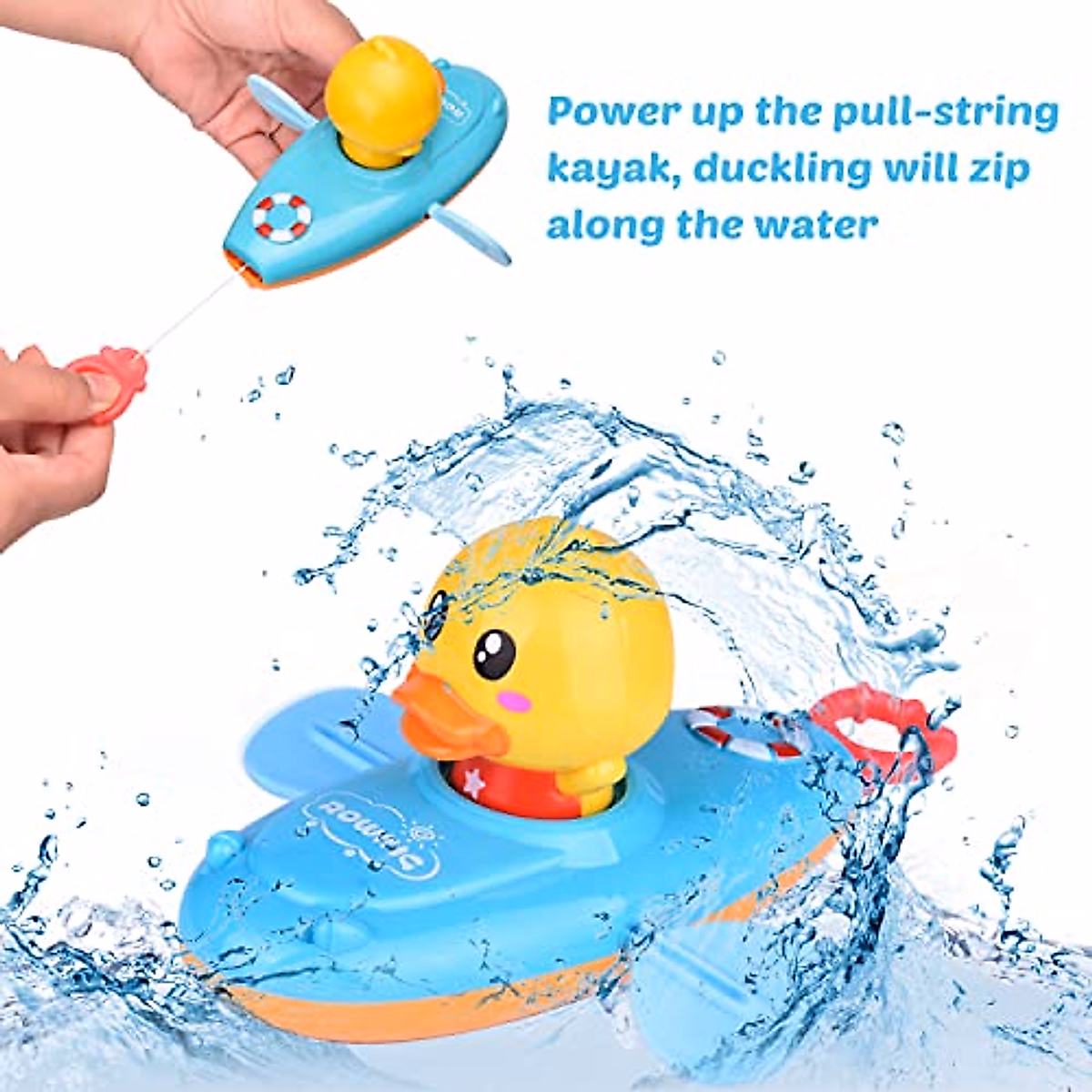 8 PCS Baby Bath Toys for Toddlers, Duck Spray Water Toy Bath Squirters Bath Boat Fishing Net, Bath Shower Tub Toys for Kids Toddlers