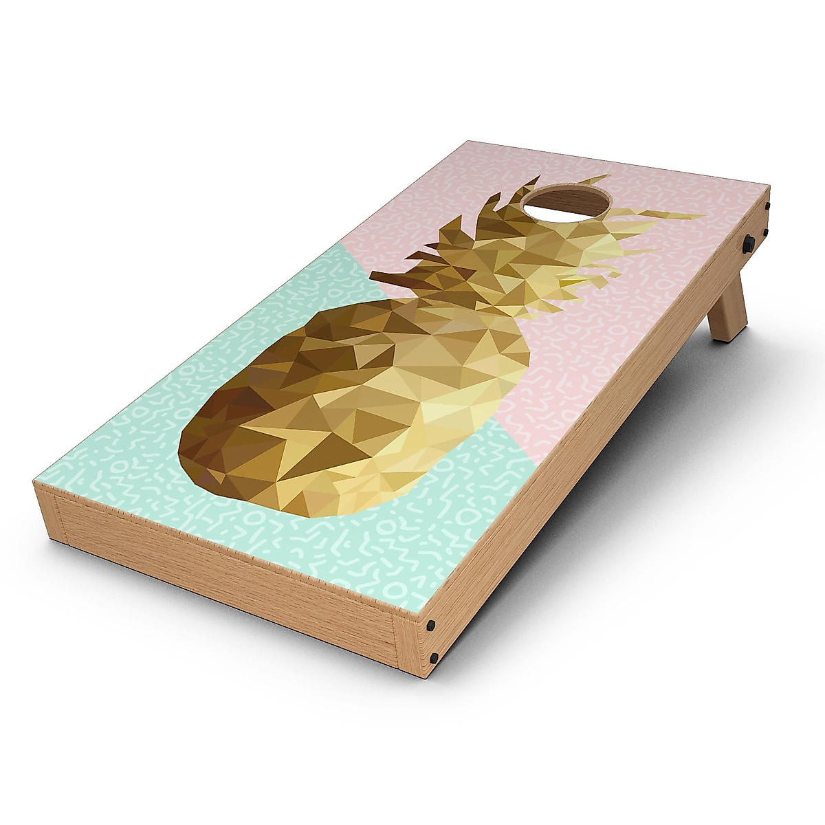 Design Skinz Summer Tropical Skin Set for Cornhole (Skin Only) - Geometric Summer Pineapple v1