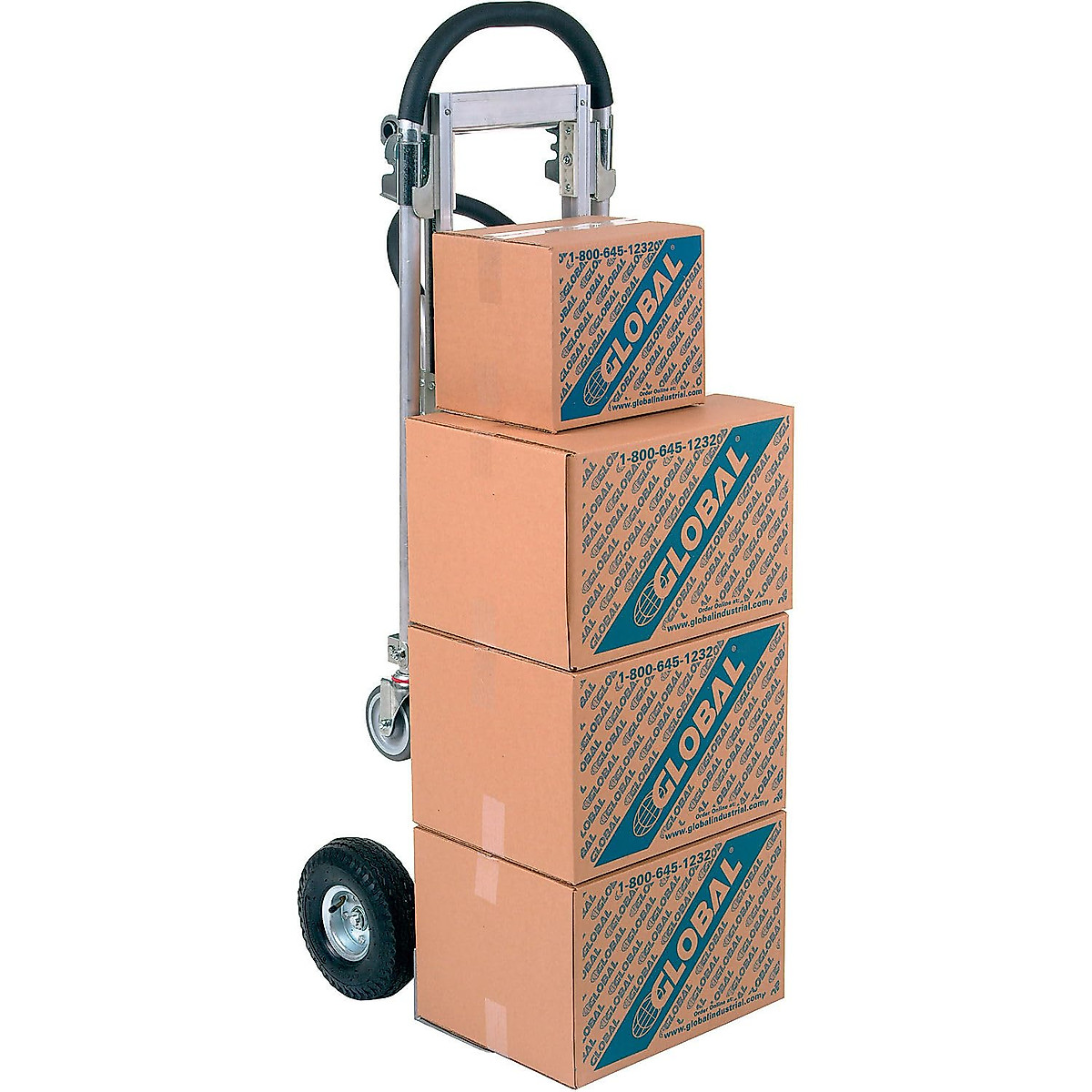 Global Industrial Aluminum 2-in-1 Convertible Hand Truck with Pneumatic Wheels - Senior
