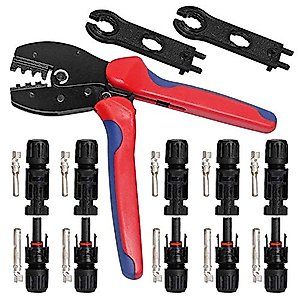 Carkio Solar Crimping Tools Crimper Compatible with Solar Panel 2.5-6.0mm² PV Cable and Connector Male Female Solar Cable Connection