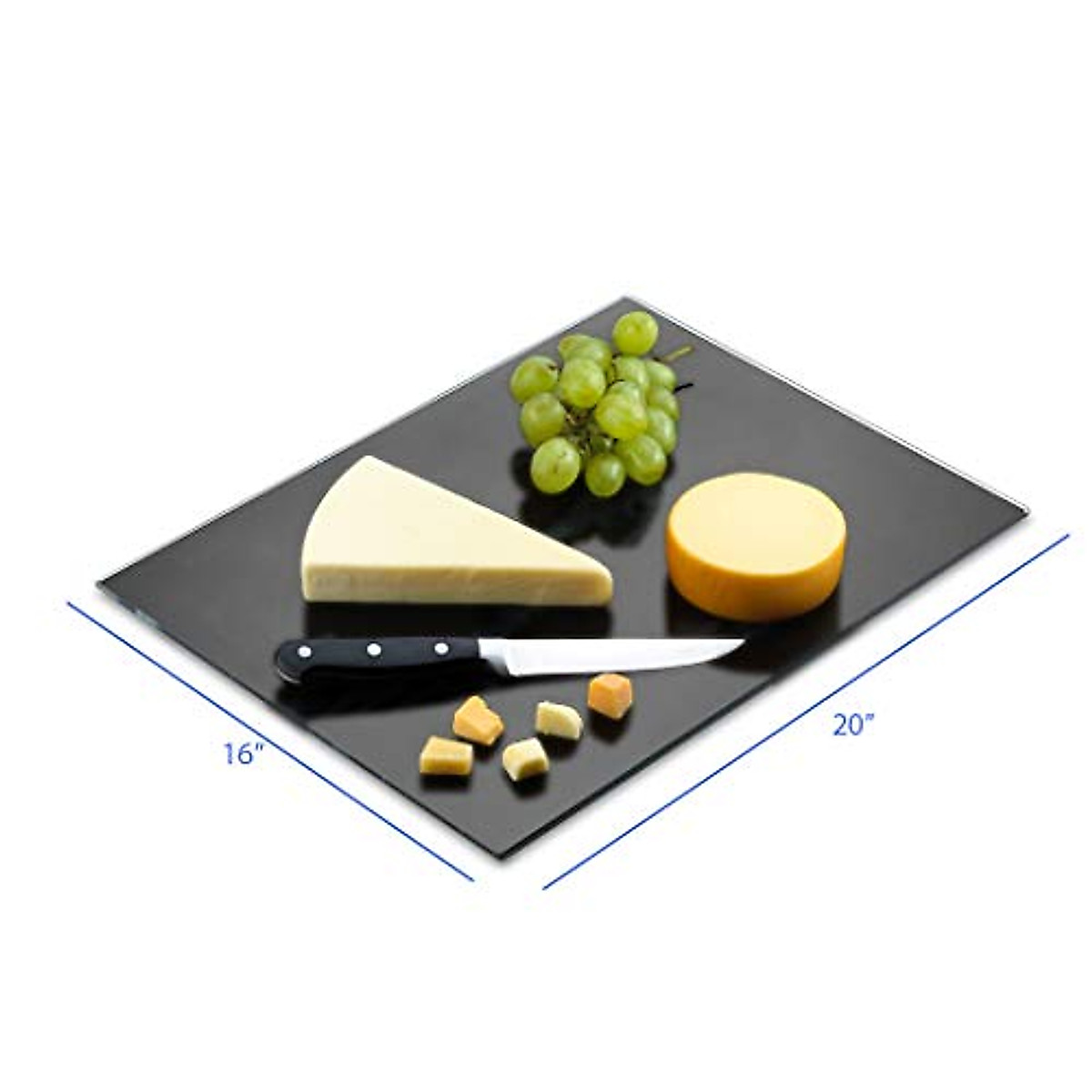 Tempered Black Glass Cutting Board – Long Lasting Black Glass – Scratch Resistant, Heat Resistant, Shatter Resistant, Dishwasher Safe. (XLarge 16x20")