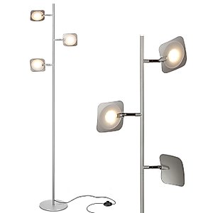 Brightech Tree Floor Lamp for Living Rooms & Offices, Dimmable Standing Lamp for Bedroom Reading, LED Spotlight Floor Lamp, Tall Lamp with Adjustable Panels for Minimal Space Use - Silver