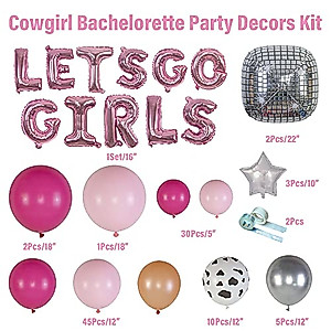Cowgirl Bachelorette Balloon Arch Garland Kit, Western Disco Party Decorations with 22" 4D Disco Balls 16" LETS GO GIRLS Balloons for Last Disco Party Bridal Shower Western Cowgirl Party Decorations