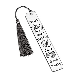 Book Lovers Gifts Book Mark with Tassel for Book Lovers Coffee Lovers Bookmarks for Women Men Best Friends Teacher Daughter Bookworms Book Readers Birthday Christmas Book Club Gifts Stocking Stuffers