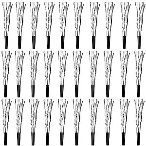 Ismeally 30Pcs Silver Glitter Metallic Fringed Noise Maker Musical Blowouts Squawker Whistles Party Noisemakers for Baby Shower, New Year Party, Birthday Party, Graduation Party Favor Supplies