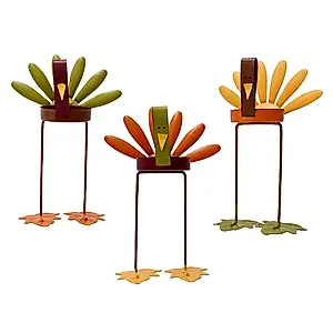 Decorative Candle Holder Thanksgiving Turkey Decorations Set of 3, Metal Turkey Home Decor Accent Rustic Tealight Candle Holder Centerpiece for Dining Room Table, Coffee Table Decor