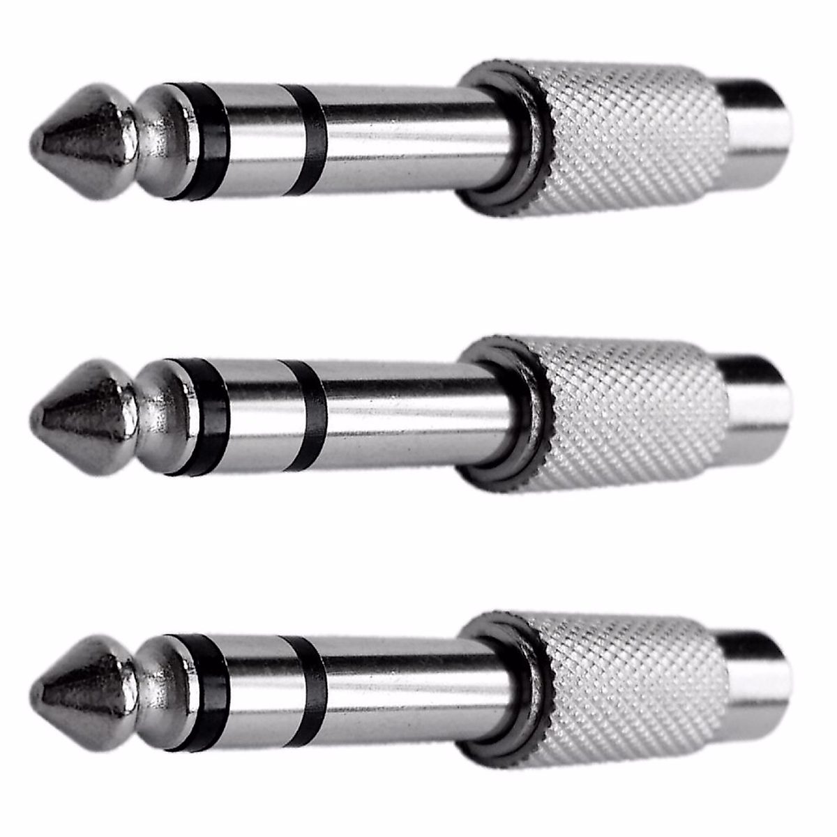 CESS RCA Female Jack to 1/4 Inch TRS Stereo Plug Adapter - RCA to 6.35mm (3 Pack)