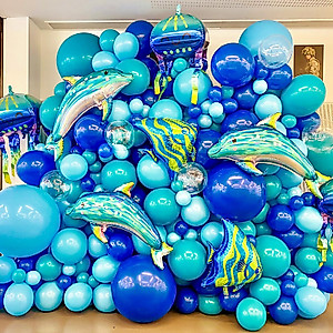 RUBFAC 87pcs Royal Blue Balloons Different Sizes 18 12 10 5 Inch for Garland Arch, Blue Balloons for Birthday Party Graduation Baby Shower Baseball Nautical Party Decoration