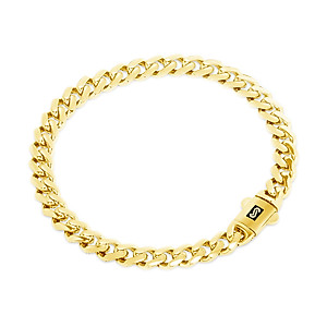 Nuragold 10k Yellow Gold 6mm Royal Monaco Miami Cuban Link Chain Bracelet, Mens Womens Fancy Box Clasp 6" 6.5" 7" 7.5" 8" 8.5" 9"