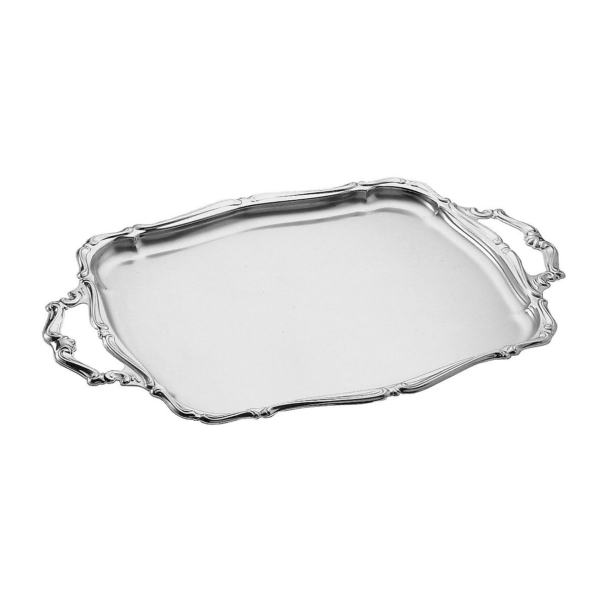 Motta Stainless Steel Rectangular Tray with Handles, 17.1 by 10.6-Inch, Barocco