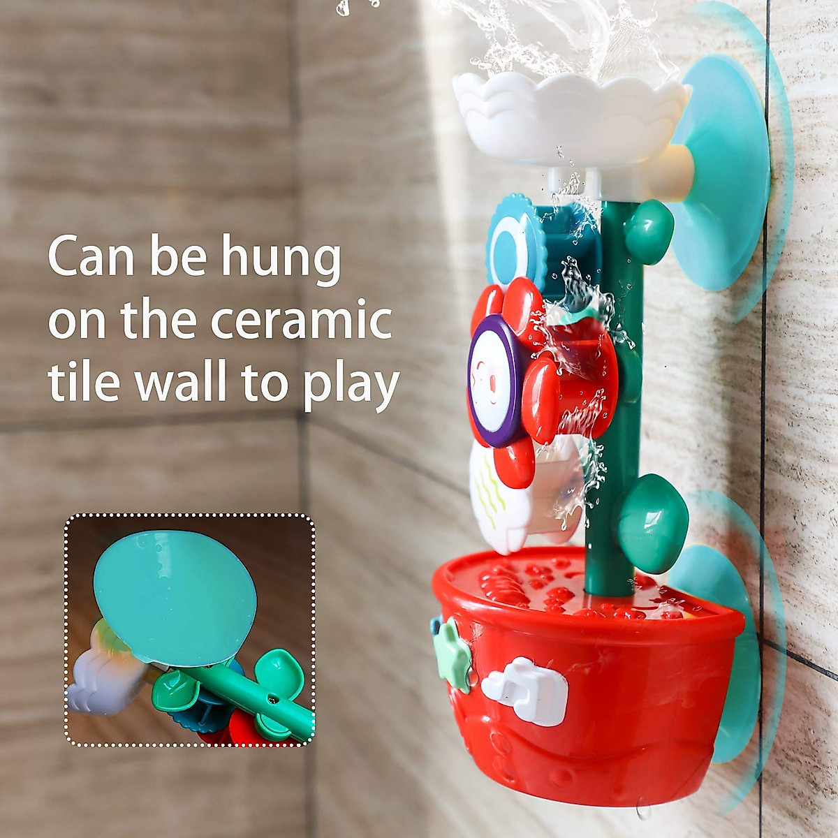 TOY Life Flower Bath Toys for Toddlers with Squirter Kids Magnetic Fishing Game with Magnetic Fishing Pole