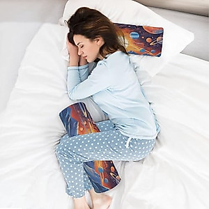 xigua Cartoon Space Neck Roll Pillow for Neck Relief with Removable Washable Cover - Memory Foam Round Cylinder Bolster, Ergonomically Designed for Head, Neck, Back, and Legs