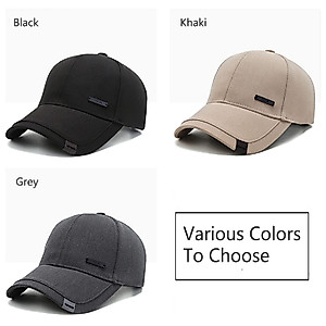Vintage Cotton Dad Hat with Double Layer Peaks Adjustable Baseball Cap Trendy Trucker Hat for Mens Headwear (Black)