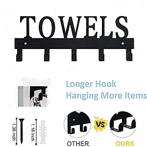 Wall Mounted small Coat Racks with 5 Hooks Hanging Holder Towel Rack for Bedroom, Bathroom, Foyers, Hallways, Entryway, Great Home, Office Storage & Organization White